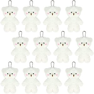 WEGUTATS 12 Pack Mini White Teddy Bears , 4.7 inch Tiny Soft Stuffed Teddy Bear, Mini Plush Bears Bulk for Birthday Table Decor Centerpiece Bag Fillers Party Favors DIY Keychain Crafts, WE