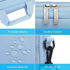 MOSISO Laptop Shoulder Bag Compatible with MacBook Air 15 M3 M2 2024 2023/Pro 16 inch M4 M3 M2 M1,15-15.6 inch Notebook with 2 Raised&1 Flapover&1 Horizontal Pocket&Handle&Belt, Airy Blue