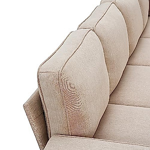 GAOWEI Modern L-Shaped Sectional Sofa,7-seat Linen Fabric Couch Set with Chaise Lounge and Convertible Ottoman for Living Room,Apartment,Office Modular sectional Sofa l Shaped Sofa (Khaki)