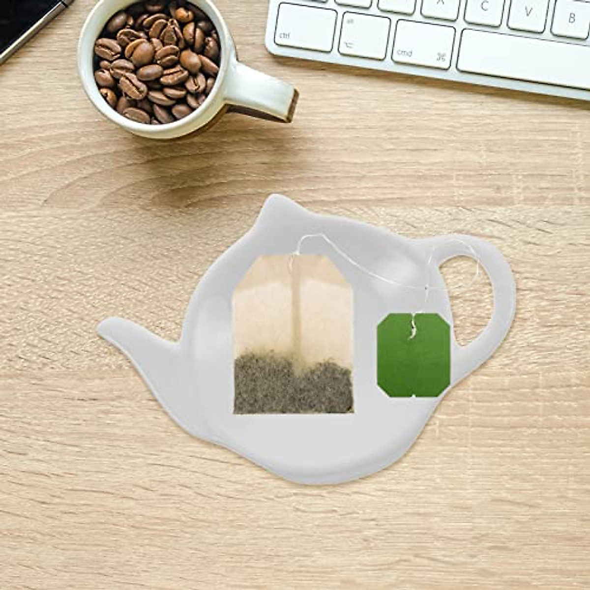 Soy Sauce Dish Jewelry Holder 4Pcs Tea Bag Holder Ceramic Teabag Coaster Teapot Shaped Seasoning Dish for Sauce Dessert (White) Tea Bag Organizer Tea Plates