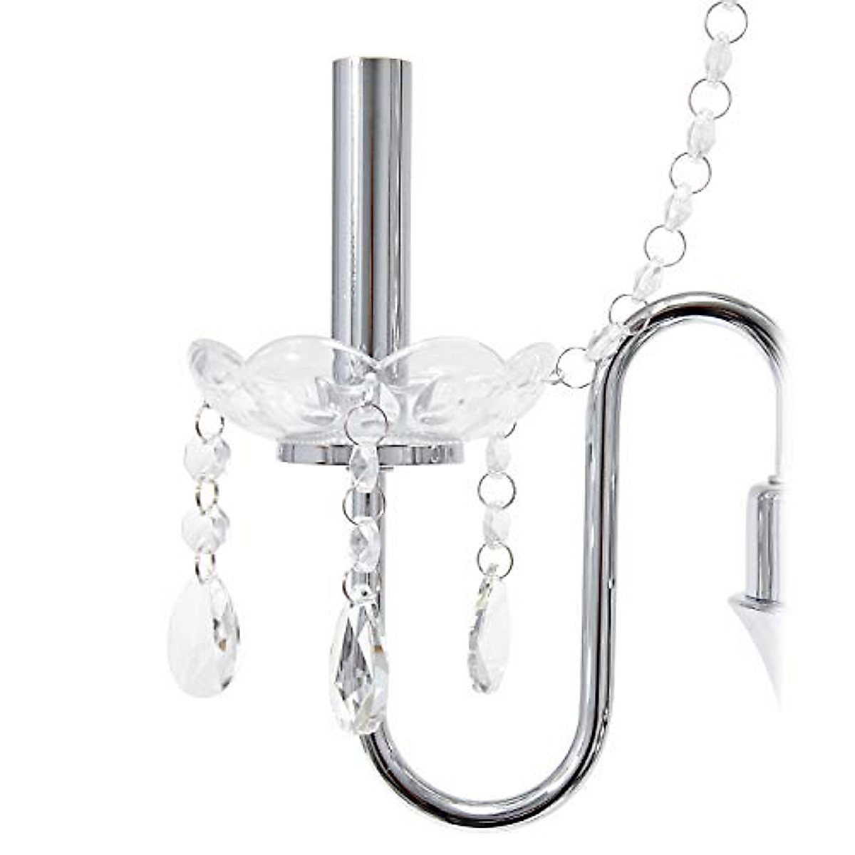 Elegant Designs LT1034-WHT Trendy Sheer Table Lamp with Hanging Crystals and Sheer Shade, White