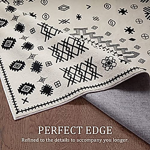 YIHOUSE 6×9 Ft Area Rugs Non-Shedding Washable Rug, Bedroom Living Room Dining Room Office Soft Nonslip Modern Rugs Faux Wool Collection Carpet Indoor/Outdoor Rugs-Black and White Rug