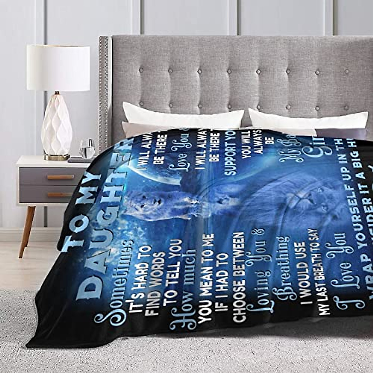 Daughter Gift from Dad Birthday Gifts from Lion Father Blanket to My Daughter Romantic Christmas Birthday Gifts for Her Lightweight Flannel Blanket for Bed Sofa