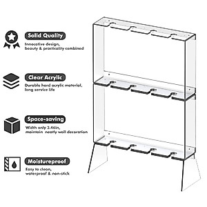 KOLUTI 3-Tier Champagne Wall Holder Stand for Party, Solid Acrylic Wine Glass Rack Floor Standing, 12 Glassware Wall-Mount Stemware Hanging, Drink Tower Shelf for Wedding Birthday Christmas Décor…