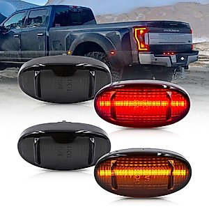 NSLUMO Wheel Fender Side Marker Lights for F-ord F250 F350 F450 F550 Super Duty 2011-2020 up Amber Red Rear Bed Fender Side Markers Smoked Lens