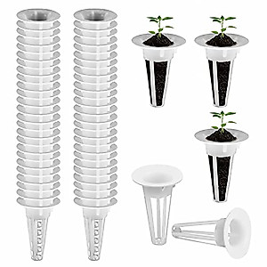 50 Sets Hydroponic Grow Basket, Plant Pod Kit Plant Growing Container with Transparent Insulation Domes, Replacement Grow Baskets, Hydroponic Garden Accessories(Size:4.4x1.3x6.5cm)