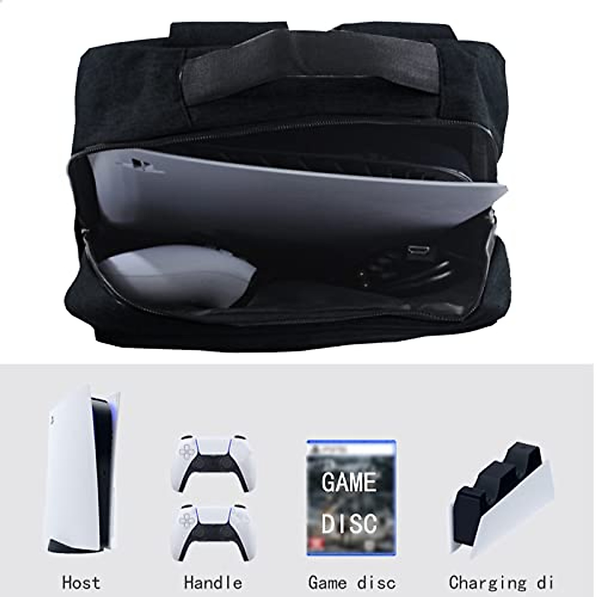 Handbag for PS5, Travel Storage Handbag Backpack for PS5 Console Protective Luxury Bag, Travel Pouch for Game Console Discs/Digital Versions and Controllers, Game Cards, HDMI and Accessories