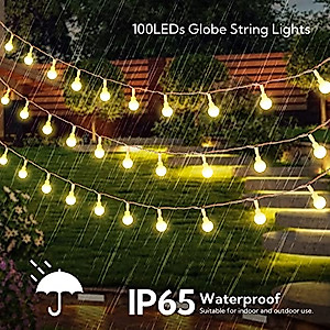 HEYFUNi 39ft 100 LED Globe String Lights Bedroom, Indoor String Lights with 8 Lighting Modes, Plug in Globe Fairy Lights for Bedroom Patio Party Outdoor Wedding Garden Decor