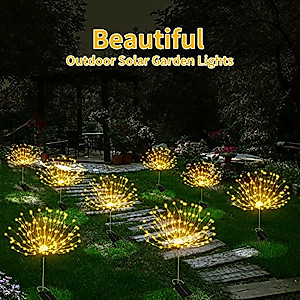 Ryblgled Individual Solar Fireworks Lights Outdoor Waterproof 2 Pack, Each 200 LED Solar Garden Lights Outdoor, 8 Lighting Modes DIY Solar Garden Fireworks Lamps, for Yard Pathway Lawn Landscape