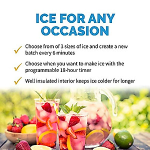 NewAir Portable Ice Maker 50 lb. Daily | Red | 3 Size Bullet Shaped Ice | First Batch Under 10 Minutes | Self Cleaning Quiet Operation Countertop Ice Machine | AI-215R