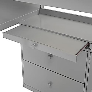 DRELOFT Loft Bed, Twin Size Wooden Loftbed with Rolling Cabinet and Desk for Kids and Teens Boys Girls, Versatility Loft Bed Frame for Home, No Box Spring Needed, Gray