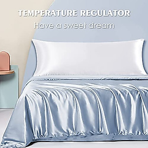 Silk Satin Body Pillow Pillowcase, Silky 20''x54'' Body Long Pillow case for Pregnant Women and Family, Hidden Zipper Closure, White, 1 Pack