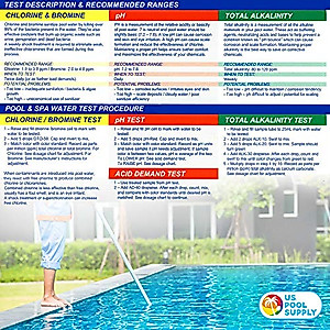 U.S. Pool Supply Premium 5-Way Swimming Pool & Spa Test Kit - Tests Water for pH, Chlorine, Bromine, Alkalinity and Acid Demand - Maintain Properly Balanced Chemical Levels, Algae Sanitizer Indicator
