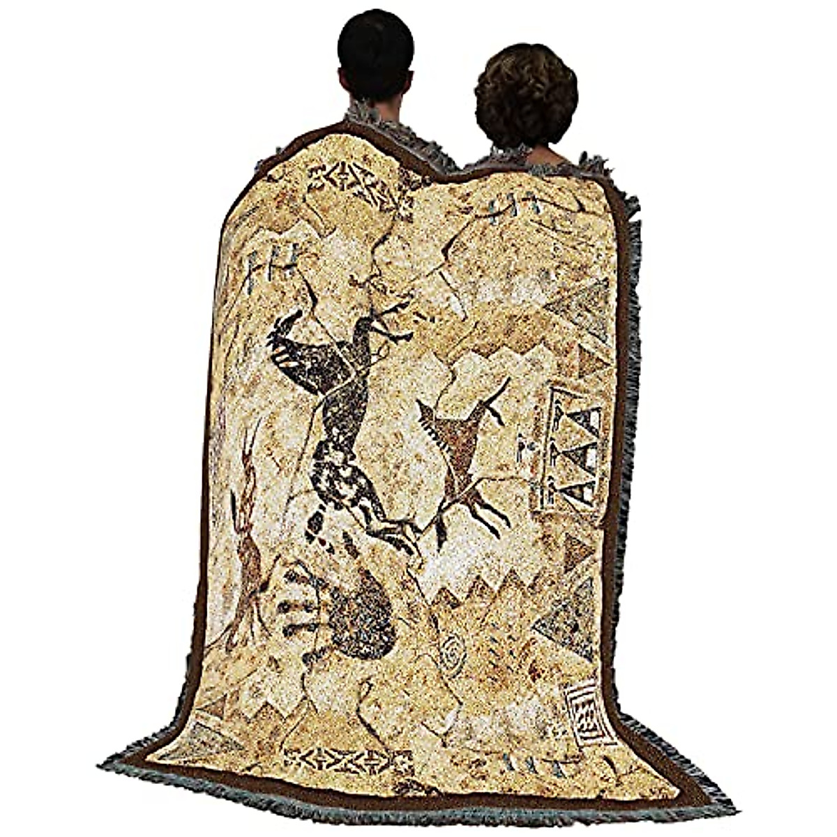 Pure Country Weavers Tlalocs Tribe Blanket by Cecilia Henle - Southwest Cave Rock Art - Gift Tapestry Throw Woven from Cotton - Made in The USA (72x54)