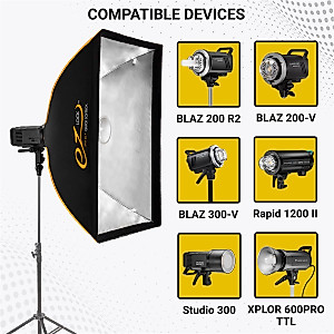 Glow EZ Lock 24x36 Quick Strip Rectangular Bowens Mount Softbox Lighting Kit with External, Internal Diffusers, Deflector Disk and Eggcrate Grid, Folding Softbox for Photography Studio Lighting