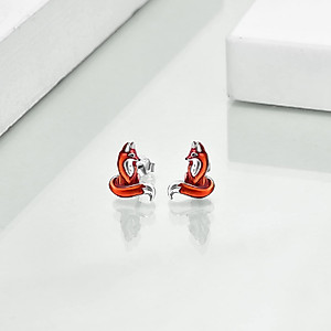 Fox Earrings Gifts Sterling Silver Cute Kitsune Fox Stud Earrings Jewelry Prom Earrings Christmas Gifts for Women Teen