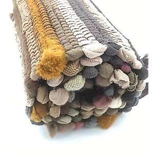 Zeafeel Chindi Rag Rug, Machine Washable Cotton Reversible Rag Rug Hand Woven Multi Color Striped Area Rug Floor Rugs for Bedroom, Living Room, Kitchen and Laundry Room (20'' x 31", Coffee)