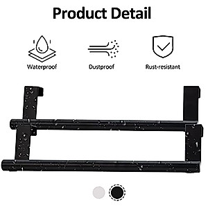 2 Packs Over The Door Towel Rack, TACYKIBD Stainless Steel Towel Holder and Washcloth Rack, 9in Over The Cabinet Hand Dish Towel Bar for Bathroom Kitchen Living Room Bar Holder Cupboard Black