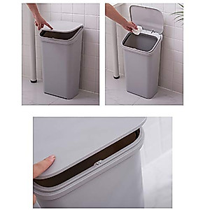 Trash Can Plastic Press Top Trash Bin, Large with Lid 20 Liter, Creative Fashion Home Kitchen Living Room Office Garbage Can (Color : Gray)
