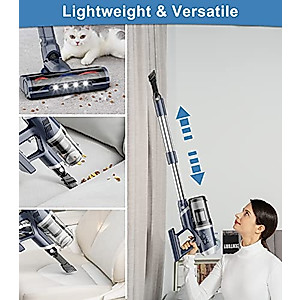 ORFELD Cordless Vacuum Cleaner, 33Kpa Stick Vacuum, Smart LED Touch Screen Cordless Vacuum, Max 60mins Runtime, 6 in 1 Lightweight Handheld Quiet Vacuum Cordless for Pet Hair, Carpet & Hardwood Floor