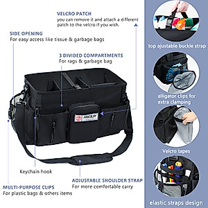 FRECOLSH Large Cleaning Supplies Organizer-Cleaning Caddy Organizer With Handles & Shoulder Strap-Cleaning Bags for Cleaning Suppliers-Housekeepers Wearable Cleaning Tote 2023 Upgraded Black