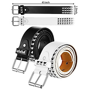Vicenpal 2 Pieces Studded Belt Punk Rock Rivet Belt Metal Pyramid Pu Leather Belt EMO Belt for Women Men