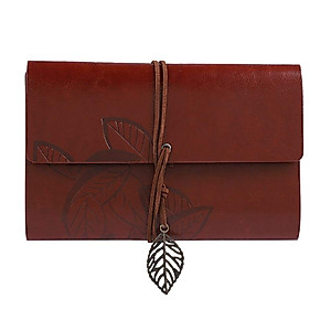 Zopsc Retro Leather Notebook with Fountain Pen with Pen Ink, Dip Pen Set Calligraphy Pen Notebook,Leather Notebook Quill Pen for Gift (red) (black)