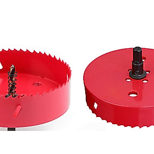 6 Inch Hole Saw for Cornhole Board Metal Plastic Fiberboard, 6 Inch (150mm) Hole Saws Heavy Duty Steel Design Great for Trim kit Making Cornhole Board (6 inch, Red)