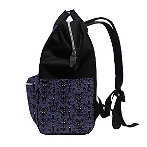 Yonune biikoosii Diaper Bag Backpack with Gothic Halloween Bat Print for Mom/Dad, Wide Open Multi-Function Travel Backpack Nappy Bags