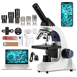 Monocular Microscope Camera Kids Adults - 40X-2000X Monocular Microscope for Kids Adults Students with Electric Eyepiece, Storage Bag, Metal Eyepiece, Slides (2022