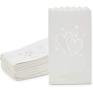 White Luminary Bags for Weddings and Party Decor (10 x 5.9 x 3.5 in, 60 Pack)