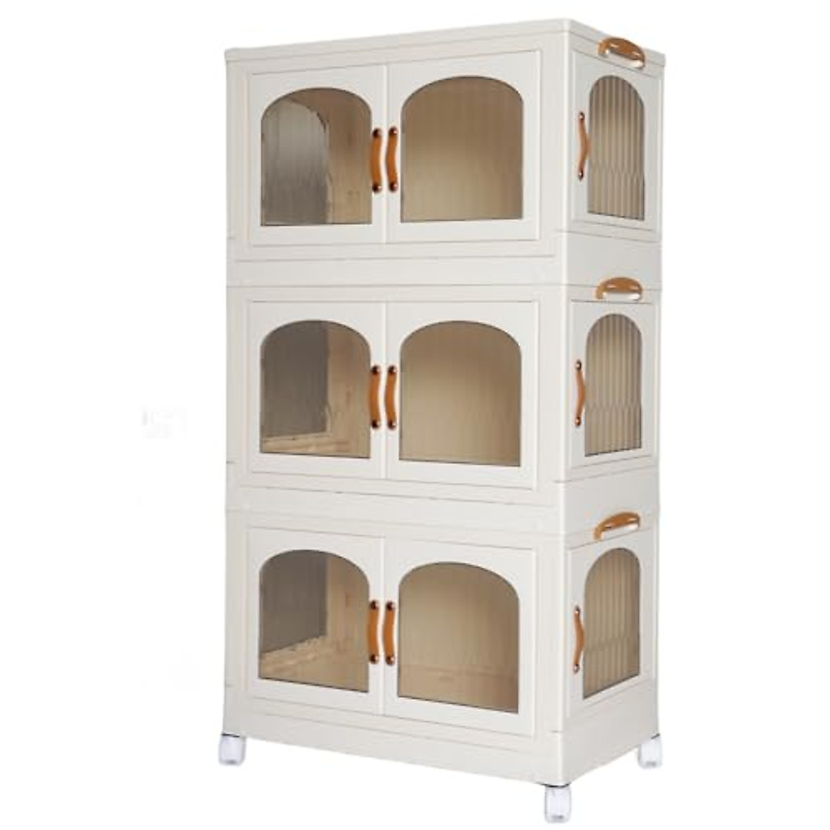 Stackable Storage Bins with Lids,Closet Organizer Collapsible Storage Bin with Door & Wheels Trunk Car Folding Storage Containers Box for Bedroom Kitchen Office Clothing Storage