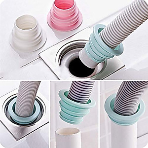 Goeielewe 4PCS Drain Pipe Hose Silicone Plug Sewer Seal Ring Washing Machine Sealing Plug for Bathroom Kitchen Cleaning Tools (Random Color)