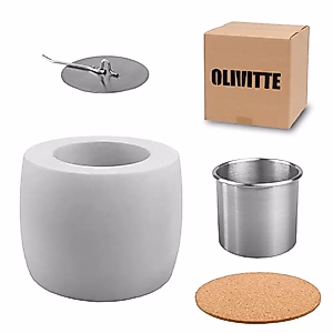 OLIVITTE - Tabletop Fire Pit, White Concrete Portable Marshmallow Roaster