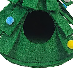 JENPECH Hamster Guinea Pig Cage Accessorie Rabbit Chinchilla Hedgehog Bird Christmas Tree Shape Felt Small Animal Pet Bed House Green