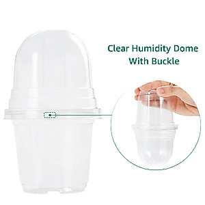 MIXC Clear Plant Nursery Pots with Humidity Dome 4" Soft Transparent Plastic Gardening Pot Planting Containers Cups Planter Small Starter Seed Starting Trays for Seedling with 10pcs Plant Labels