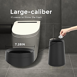 LEASYLIFE 8L/2.1GAL Stainless Steel Trash Can,Small Bathroom Garbage Can,Open Top Trash Can,Black Trash Can for Bathroom,Bedroom,Living Room，Powder Room，Office (black-132-8l)