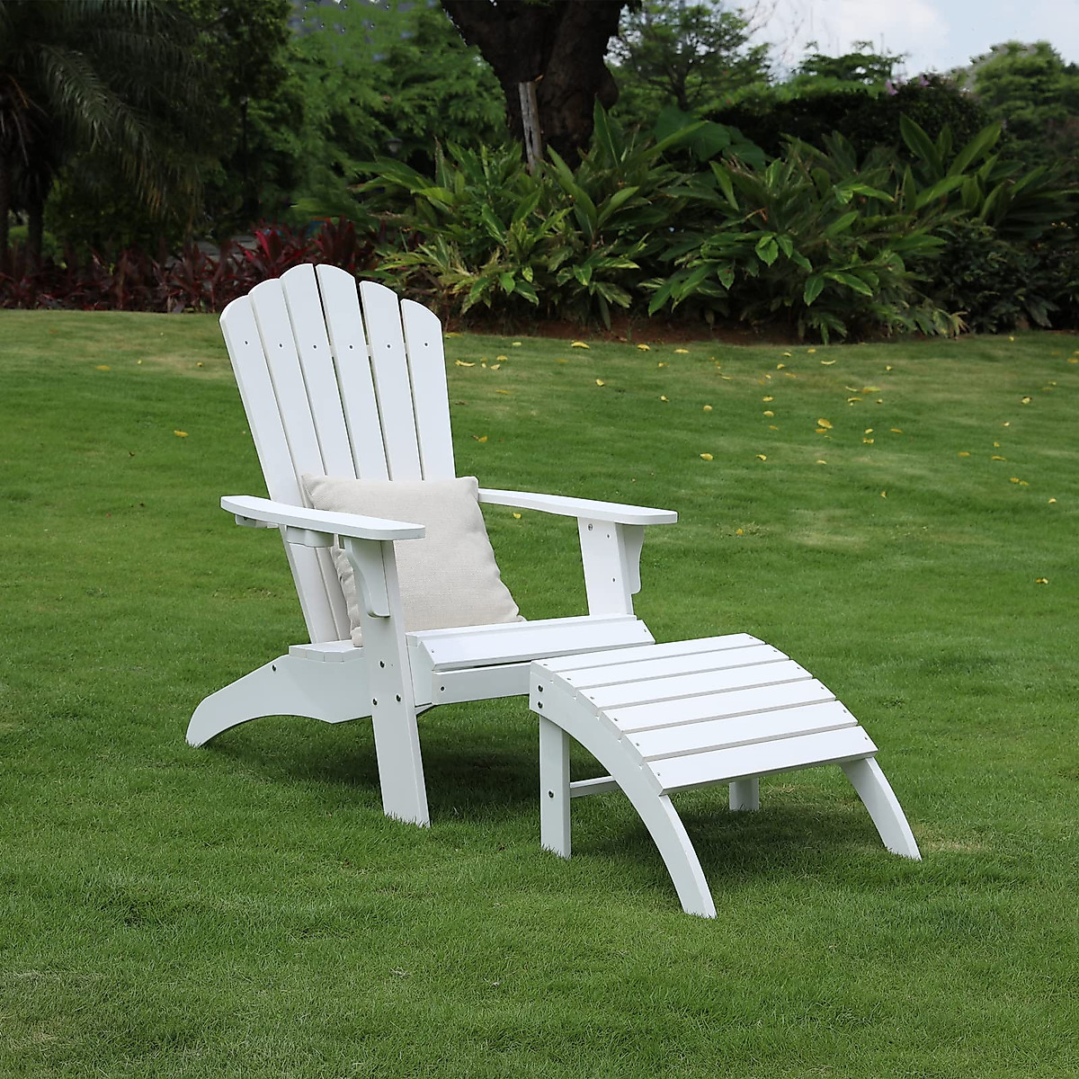 Psilvam Adirondack Ottoman, Adirondack Footstool for Adirondack Chair Weather Resistant Foot Rest for Outdoor Porch, Yard, Garden（White）