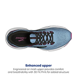 Brooks Women's Ghost 15 Neutral Running Shoe - Blue Bell/Black/Pink - 7.5 Medium