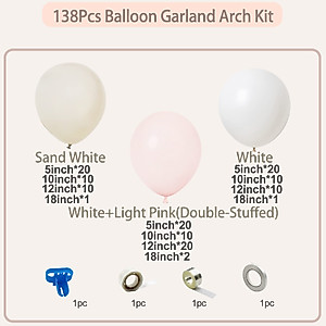 138Pcs Apricot White Balloon Arch Garland Kit White Nude Pink Apricot Party Balloons Decoration Set for Baby Shower Wedding Birthday Party Supplies Birthday Graduation Party…