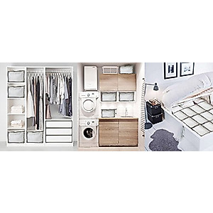 (Set of 3) Breathable Canvas Storage Box, Blanket Bag, Organizer Box with Zipper and 2 Handles, See-Through Front Window, Size: 23.6’’ x 19.8’’ x 13.8’’, Jumbo