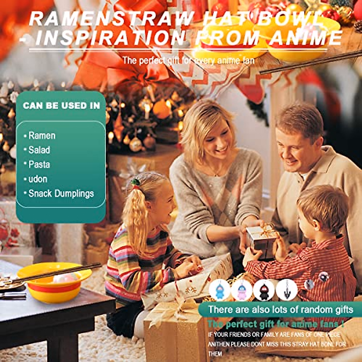 Recxmeiy 3 PCS ONEPIECE Japanese Anime Ramen Ceramic Bowl Set Luffy Straw Hat Ramen Bowl With Chopsticks Anime Fans Gift