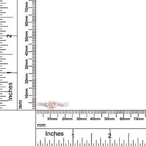 AFFY 14k Rose Gold Over Sterling Silver 1/20 Carat Round Cut Real Diamond In Heart Shaped Promise Ring Jewelry For Womens Ring Size-4.5…