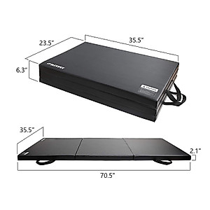 RitFit Upgraded Folding Exercise Mat, 2 Inch Thick Gymnastics Mat 3’x6’,4’x8’,4x10’ with Carrying Handles for Yoga, MMA, Stretching, Core Workouts and Home Gym Protective Flooring