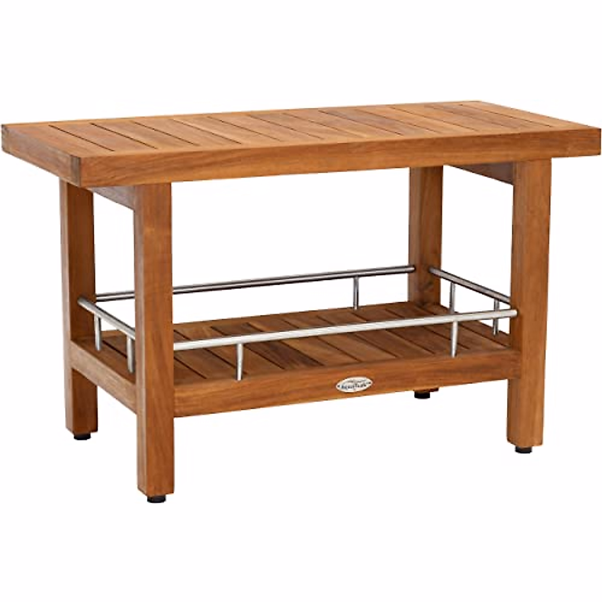 AquaTeak Patented 30" Spa Teak & Stainless Shower Bench with Shelf