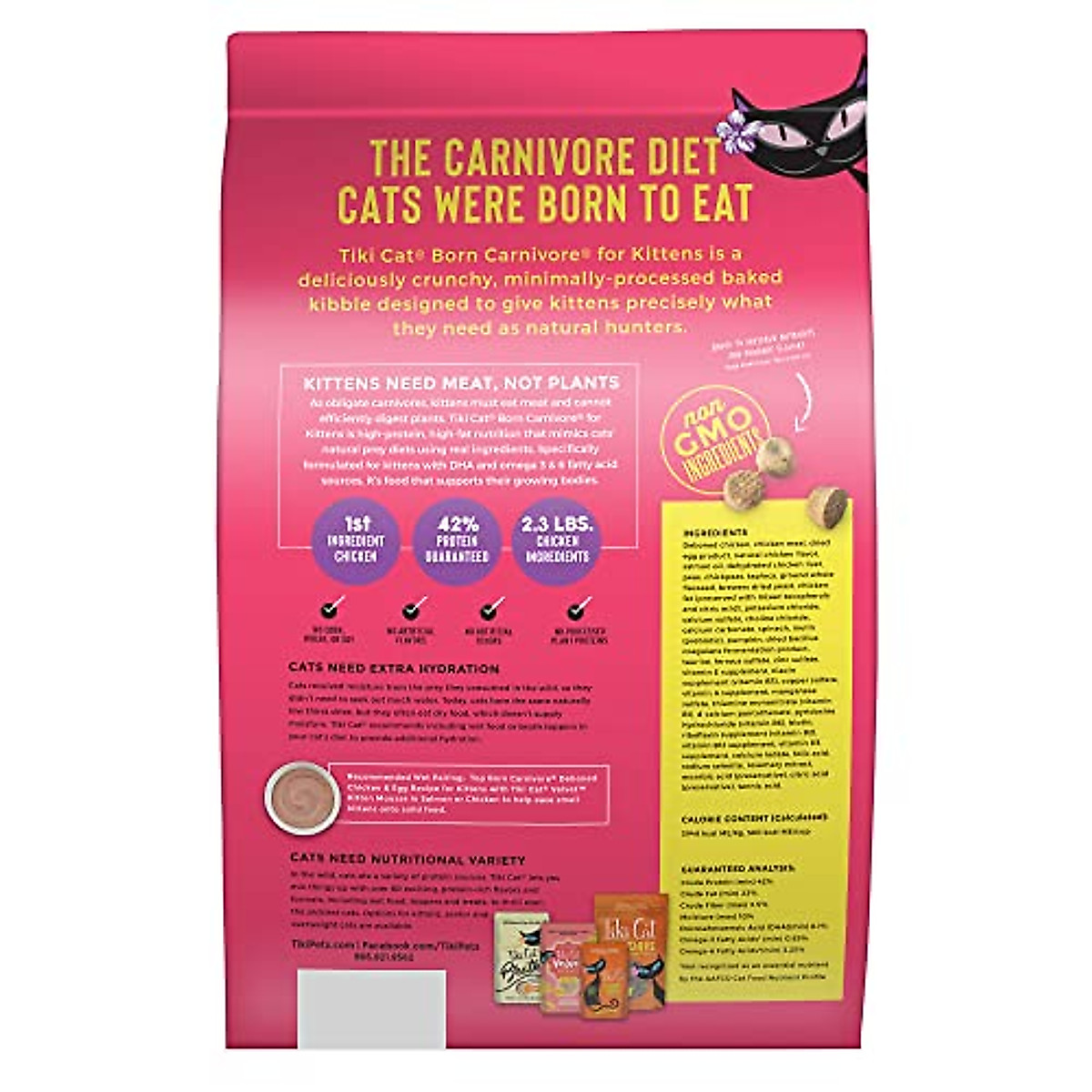 Tiki Cat Born Carnivore Baby, High-Protein and Grain-Free, Complete and Balanced Dry Cat Food for Kittens 6 Weeks+, 5.6 lbs. Bag