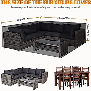 smdodddy Patio Furniture Covers, Waterproof Rectangular Patio Furniture Set Cover, Patio Covers 71" L x 47" W x 29" H Outdoor Sectional Sofa Set Covers, Outdoor Patio Table Covers Fit for 8-10 Seats