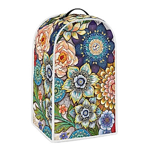HUISEFOR Blender Covers Kitchen Appliance Dustproof Cover with Handle, Washable Kitchen Universal Food Processor Juicer Coffee Maker Cover, Vintage Mandala Flower