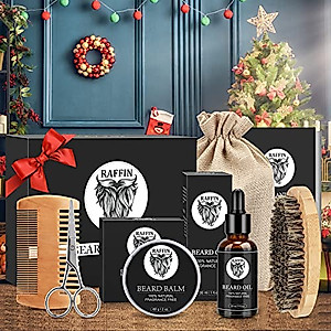 Beard Kit for Men - Beard Grooming Kit with Beard Oil, Beard Balm, Beard Brush, Beard Comb, Mustache Scissors, eBook - Beard Care Kit - Birthday Gifts for Men Dad Boyfriend Husband Brother Fiance Son