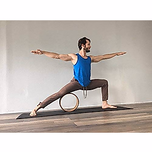 SukhaMat Yoga Wheel - Pro - 12.5" x 5" Yoga Prop Wheel for Deeper Poses, Relieve Back Pain, Stretching, NEW! Online Video Yoga Wheel Instructions & Printed Guide (WoodGrain/Black)